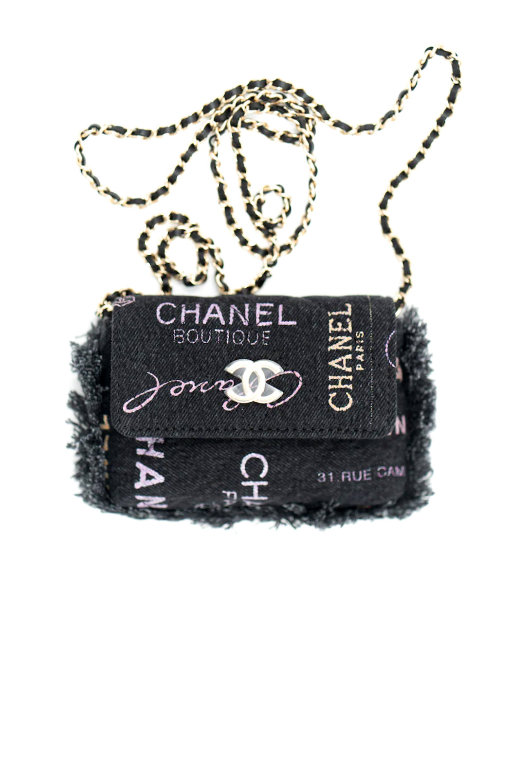 Chanel SS 22 mini denim printed crossbody bag – Pleasure Paris